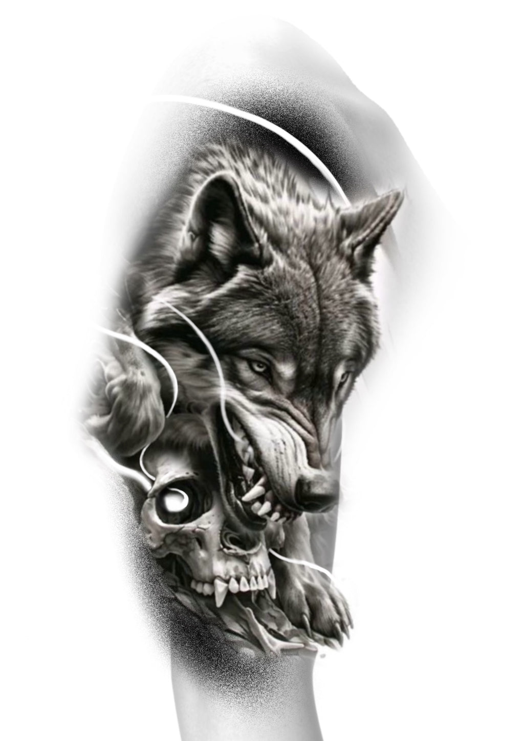 Wolf and Skull Half-Sleeve – Chronic Ink