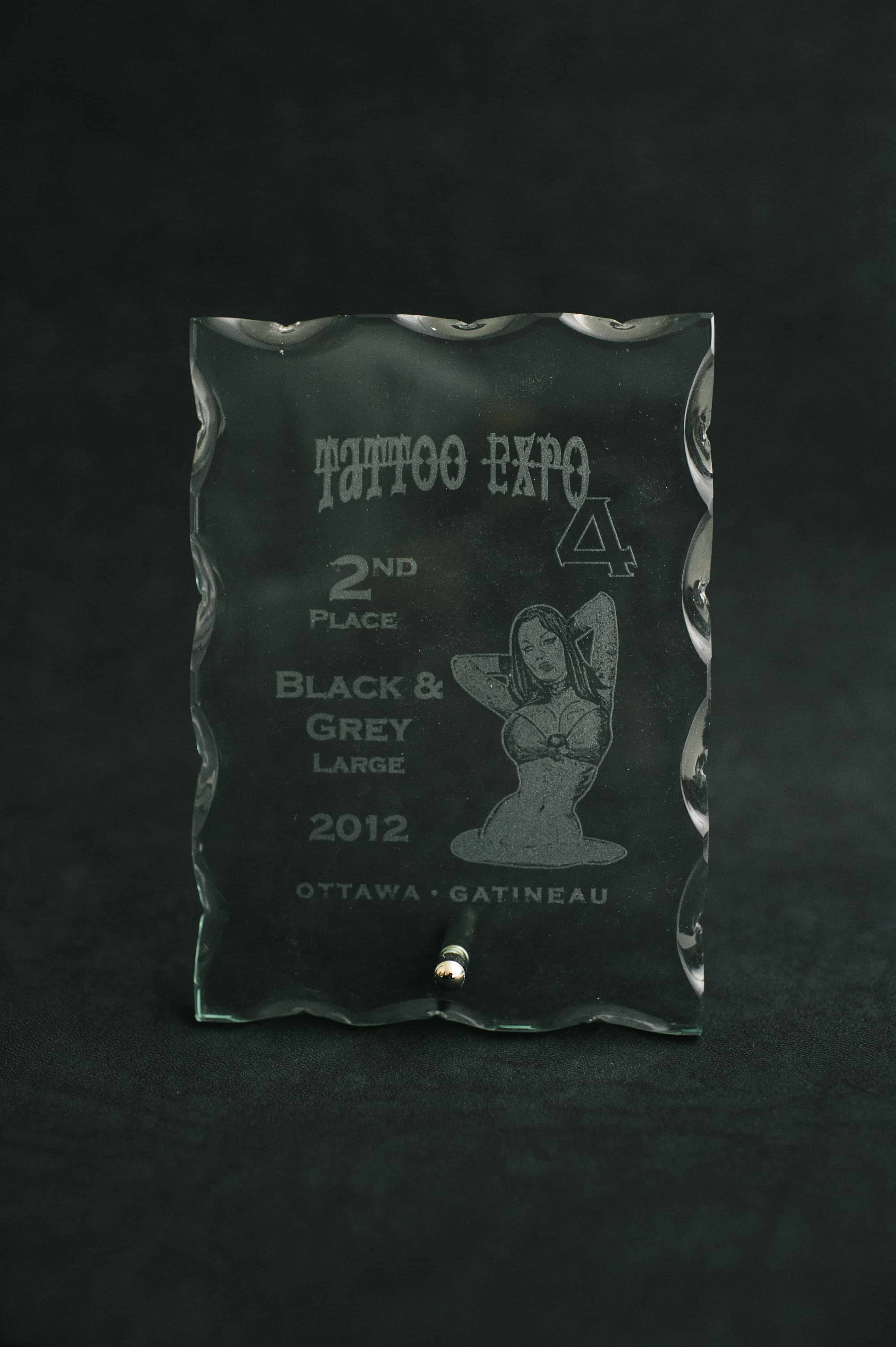 2012 Tattoo Expo 2nd Place Large Black and Grey Tattoo Award – Chronic Ink