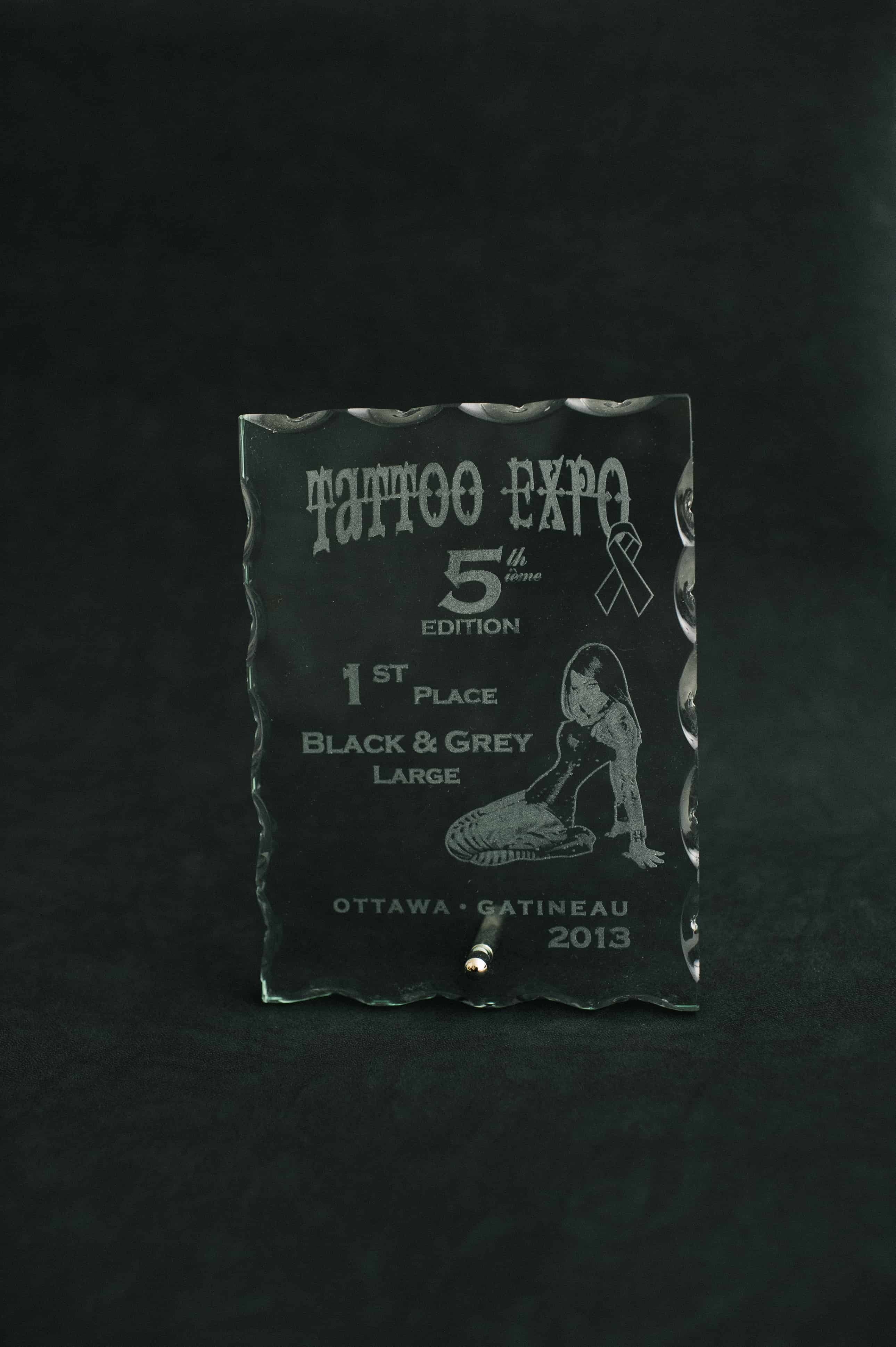 2013 Tattoo Expo 1st Place Large Black and Grey Tattoo Award – Chronic Ink
