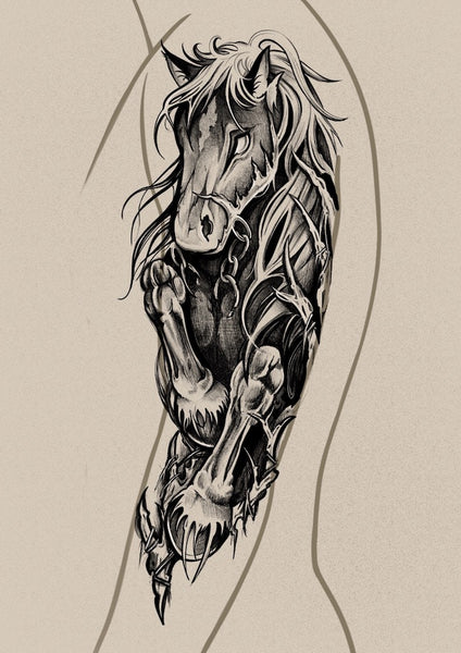 Horse Tattoo Flash Pharaoh's Horses Traditional Tattoo Flash Art Print