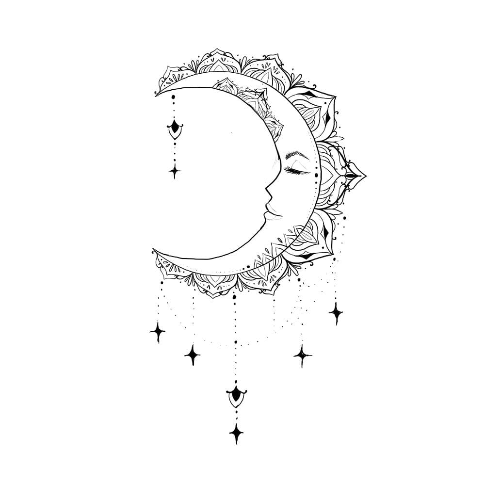 Ornamental Crescent Moon – Chronic Ink