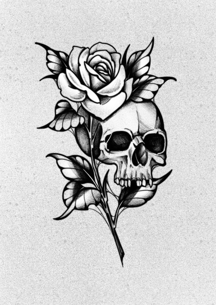 Skull And Rose Drawing Tattoo Skull Demon Flower Body Tattoos Beauty